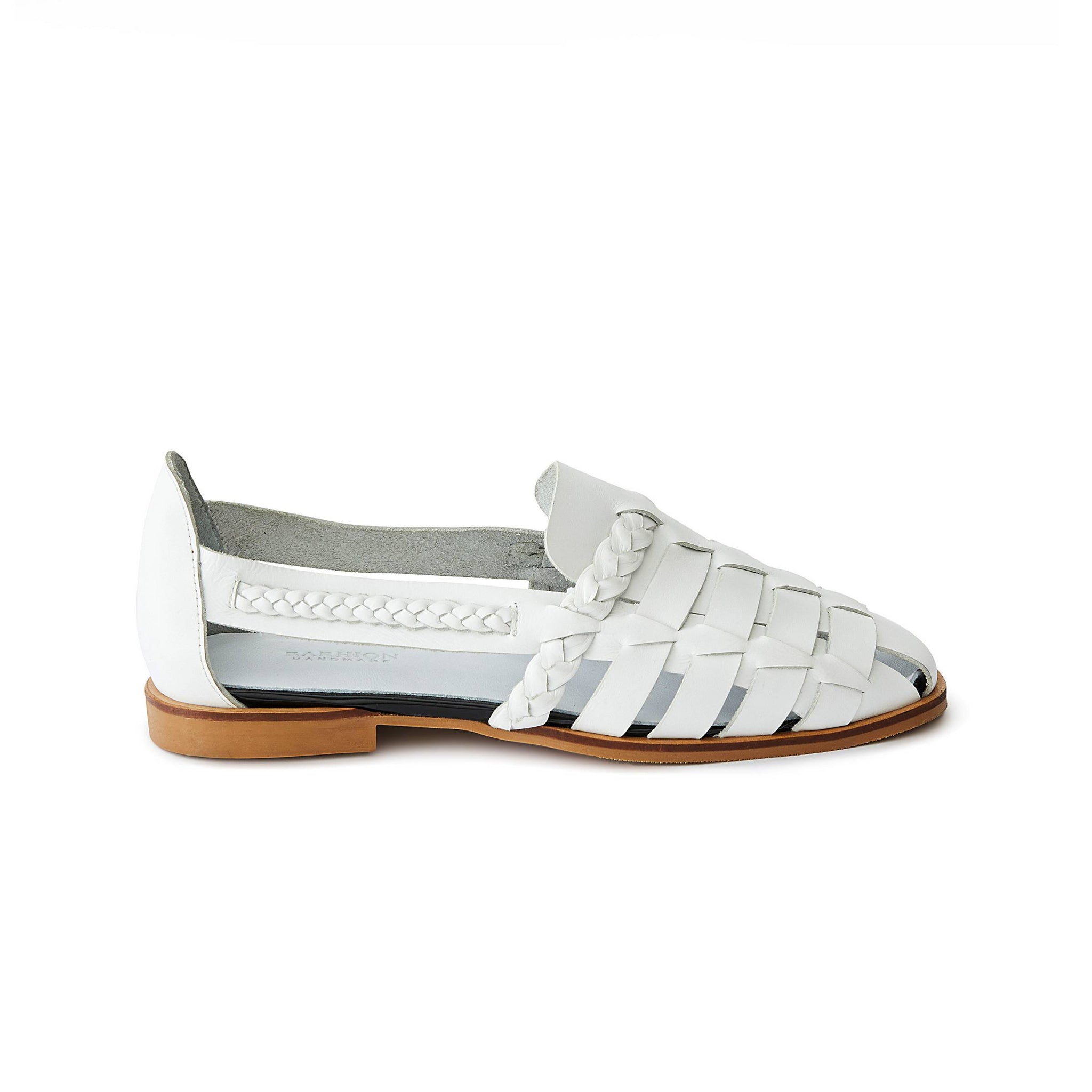 Women's Calf Leather Hand Braided Handmade Flats W3007
